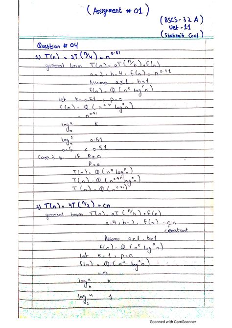 SOLUTION Master Theorem Big O Notation Assignment Studypool