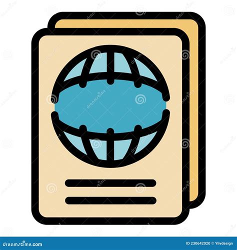 Vector De Esquema De Color De Icono De Pasaporte Internacional