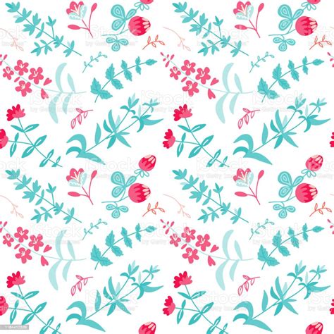 초본 차 식물 꽃 가지와 벡터 원활한 패턴 손 그리기 낙서 플랫 질감입니다 트렌디 한 차 배경입니다 개체 그룹에 대한 스톡 벡터 아트 및 기타 이미지 Istock