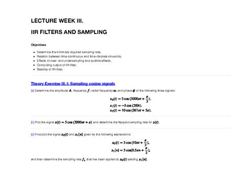 Lecture Iii Exercises And Assignments Jupyter Notebook Lecture Week Iii Iir Filters And
