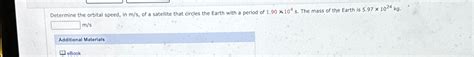 Solved Determine The Orbital Speed In Ms Of A Satellite Chegg Com
