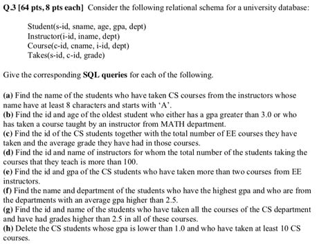 Q 3 64 Pts 8 Pts Each Consider The Following Chegg Com
