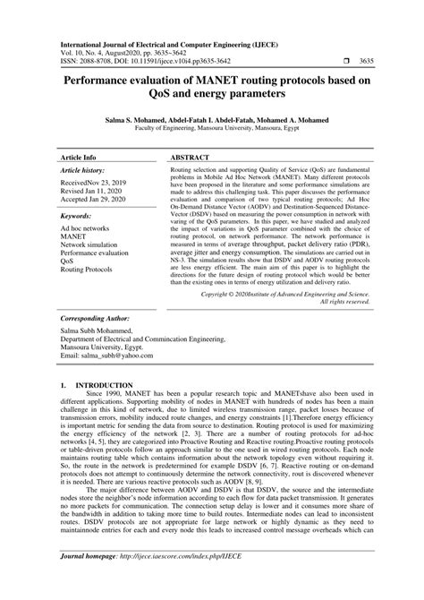 Pdf Performance Evaluation Of Manet Routing Protocols Based On Qos