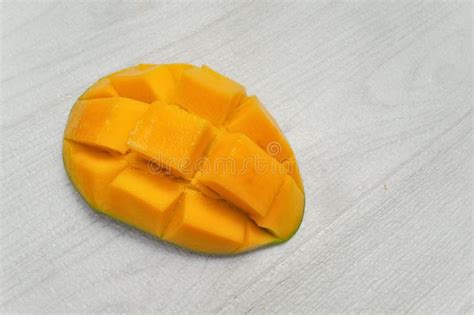 Mango Cube Slices Isolated On White Stock Image Image Of Path Fruit