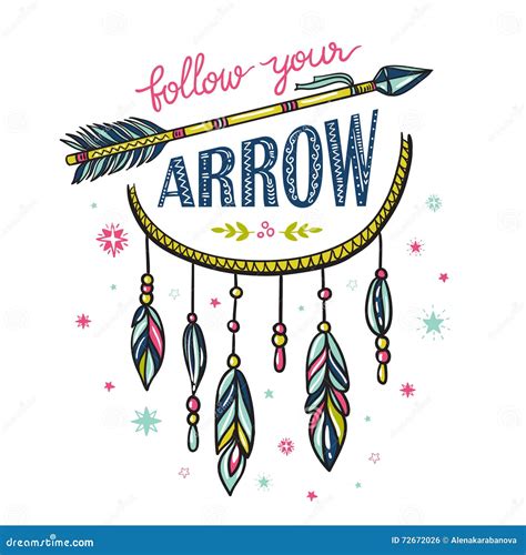 Boho Template With Inspirational Quote Lettering Follow Your Arrow