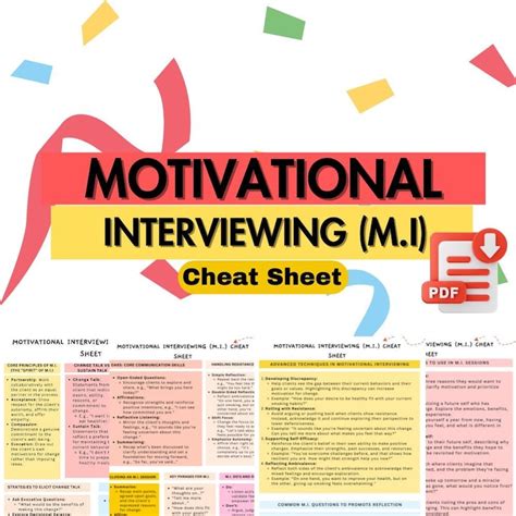 Therapy Cheat Sheet Motivational Interviewingtherapist Resources