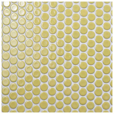 Elitetile Penny 08 X 08 Porcelain Mosaic Tile In Vintage Yellow
