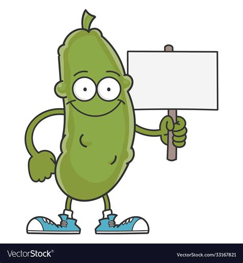 Happy Smiling Dill Pickle Cartoon Character Vector Image