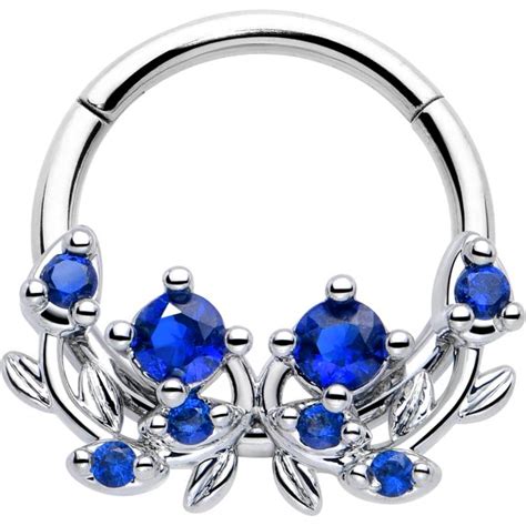 Body Candy 16g 10mm 316l Surgical Stainless Steel Segment Ring Twining Vines Blue For Septum