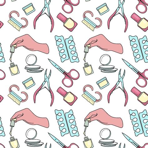 Premium Vector Seamless Pattern With Manicure And Pedicure Tools