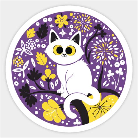 Non Binary Pride Cat Non Binary Sticker Teepublic