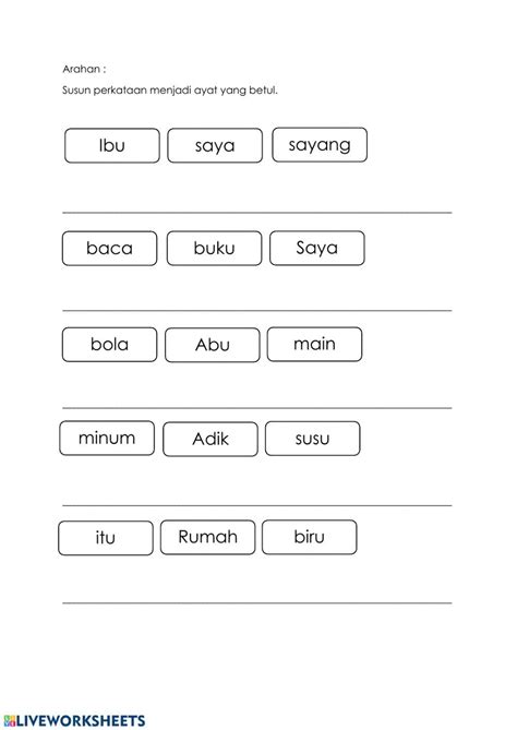 Susun Ayat Bahasa Melayu Tahun 1 Ejercicio De Menyusu Vrogue Co
