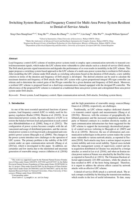 Pdf Switching System Based Load Frequency Control For Multi Area