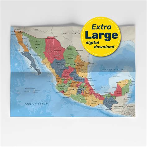 Political Map Of Mexico Large Detailed Mexico Map Poster With Cities