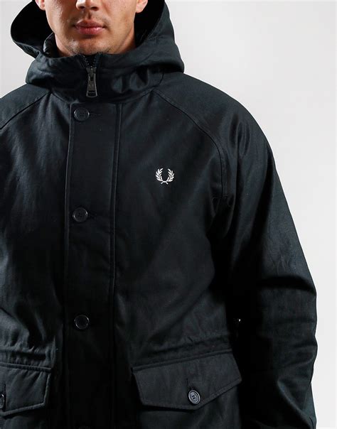 Fred Perry Short Cotton Twill Parka Night Green Terraces Menswear