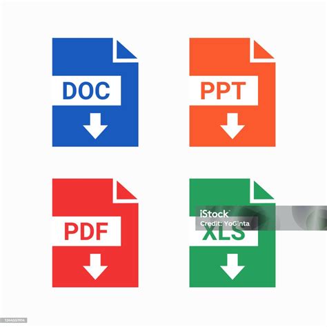 파일 유형 집합입니다 문서의 형식 및 확장 Pdf Doc Ppt 및 Xls 파일 다운로드 Slide Show