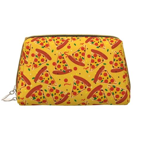 Cute Delicious Pizza Makeup Bag Leather Waterproof Travel Toiletry Bag