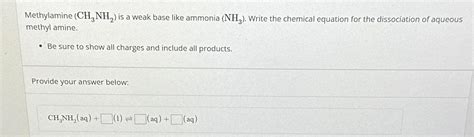 Solved Methylamine CH3NH2 Is A Weak Base Like Ammonia Chegg