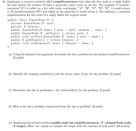 Solved 10 Implement A Recursive Method Called Count