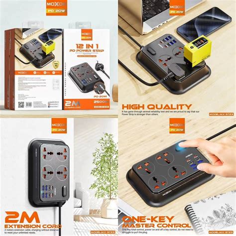 ☑️ Moxom Mx St23☑️12 In 1 Power Socket 👉 12 In 1 Power Strip 👉 4 Power Socket 👉 4 Usb Ports 4