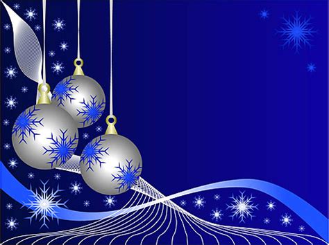 Blue Christmas Baubles Background Ribbon Happy Christmas Vector Ribbon