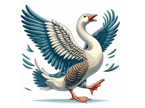 A Goose Shaking Its Wings On A White Ba Gráfico Por Ai Illustration