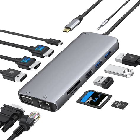 Hub USB C Vers HDMI K USB A USB C SD TS RJ VGA Jack