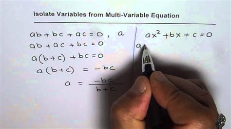 isolate variable from multi variable equation involving trinomials