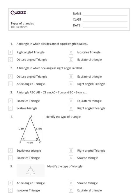 50 Triangles Worksheets For 6th Class On Quizizz Free And Printable