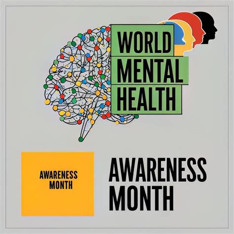 10th October World Mental Health Day Green Concept Poster In Line Style