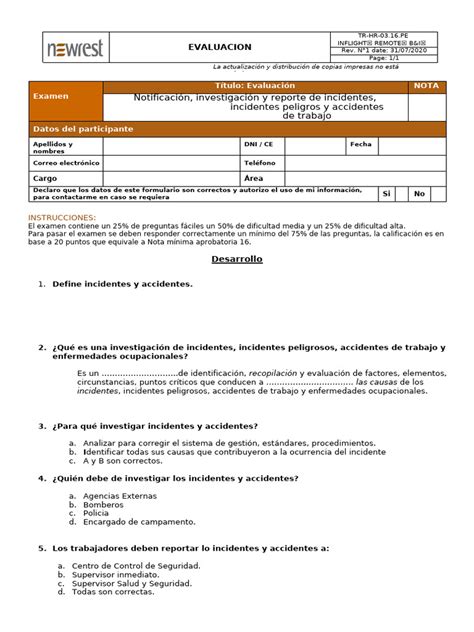 Evaluacion Notificación Y Reporte De Incidentes Incidentes Peligrosos