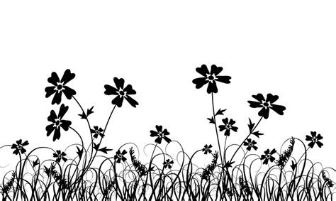 잔디와 꽃 자연 실루엣 꽃 이미지 삽화 배경 일러스트 및 사진 무료 다운로드 Pngtree