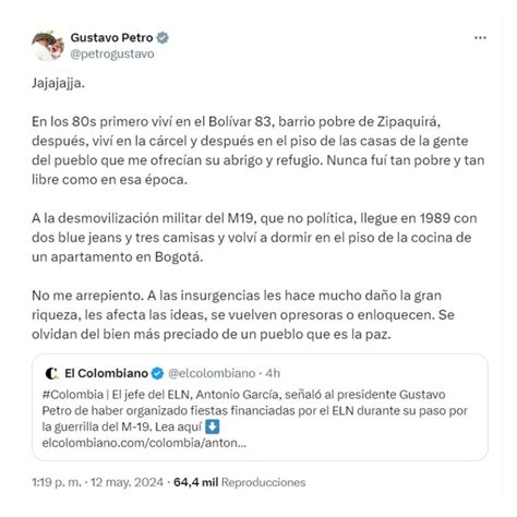 Gustavo Petro Respondió A Comandante Del Eln Lo Acusó De Recibir
