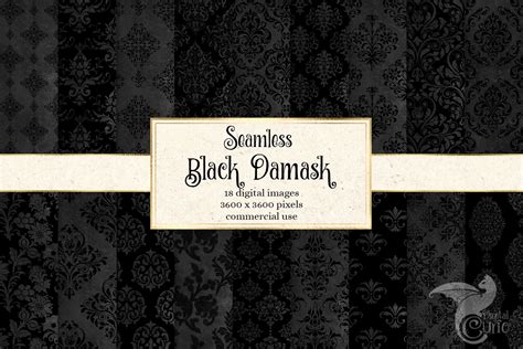 Black Damask Digital Paper Graphic Patterns ~ Creative Market