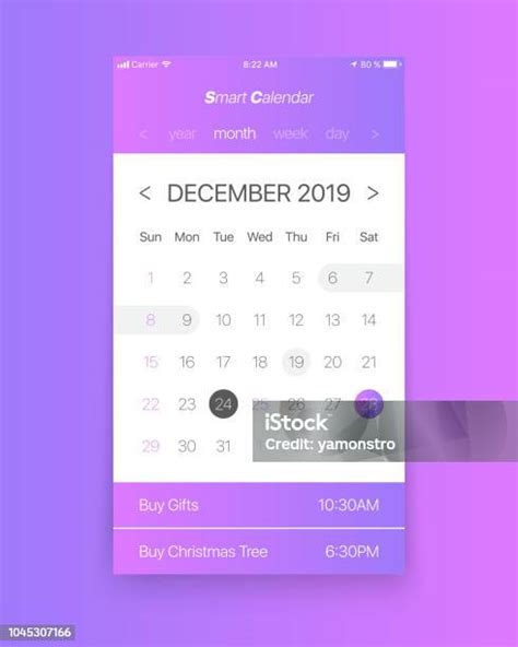 벡터 캘린더 App Ui 개념 12월에 대한 스톡 벡터 아트 및 기타 이미지 12월 2019년 개념 Istock