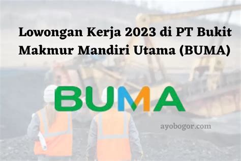 Lowongan Kerja Di PT Bukit Makmur Mandiri Utama BUMA Untuk Lulusan D Atau S Ayo Bogor
