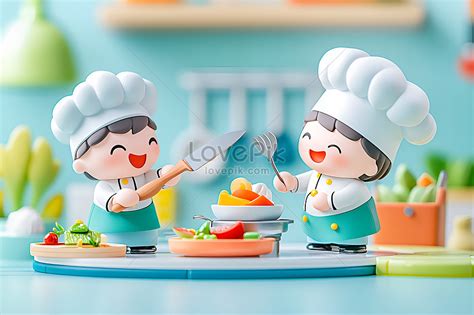 만화 요리사 그림 배경 사진 및 창의적인 일러스트 무료 다운로드 Lovepik