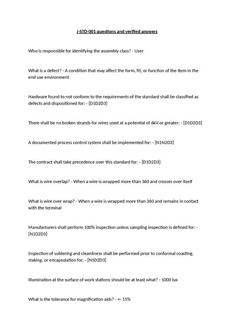 J Std 001 Questions And Verified Answers Exams Advanced Education Docsity