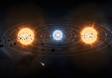 binary star system with planets stock illustration illustration of