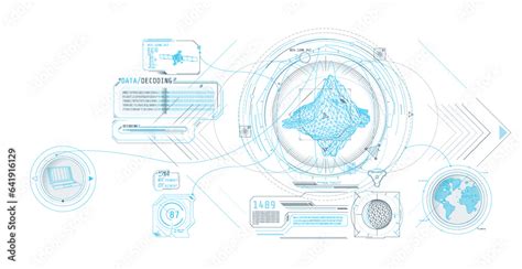 Futuristic Geoscience Software Screen Design With Data Decoding Stock