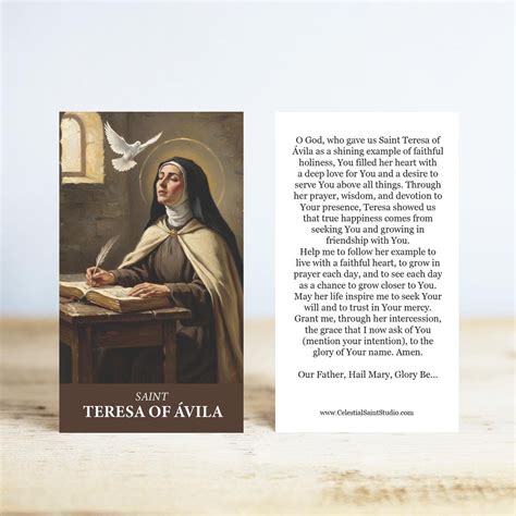 St Teresa Of Avila Prayer Cards Wallet Size 50 100 250 500 10