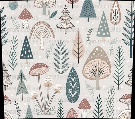Cute Forest Theme Tumbler Wrap Png Adorable Nature Digital Design For