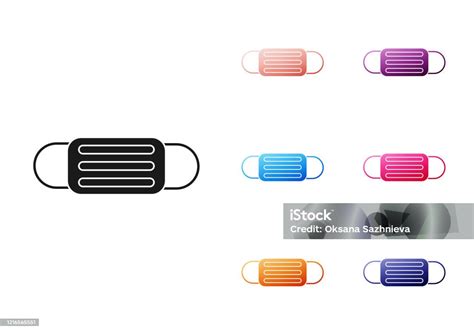 흰색 배경에 격리 된 검은 의료 보호 마스크 아이콘입니다 다채로운 아이콘을 설정합니다 벡터 일러스트레이션 간호사에 대한 스톡 벡터 아트 및 기타 이미지 Istock