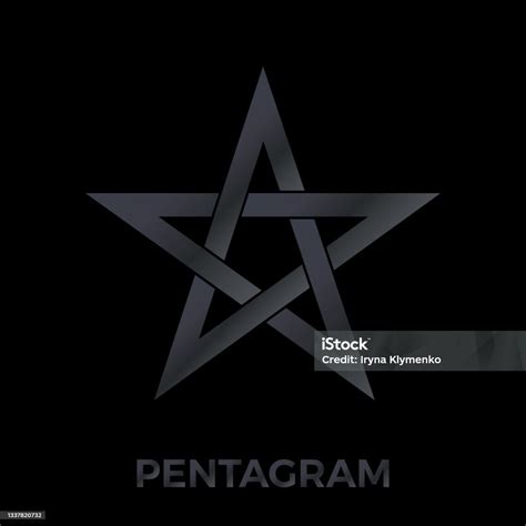 펜타그램 기호 다섯 개의 뾰족한 별 마녀를 위한 보호 부적 난교 신성한 기하학 마술 위칸 벡터 어두운 회색 그라데이션 색상의 검은 배경에 격리 된 그림 5에 대한 스톡 벡터
