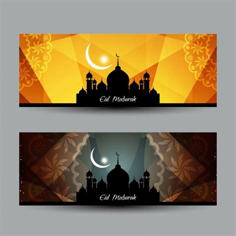 Banners Hermosas De Eid Mubarak Vector Gratis