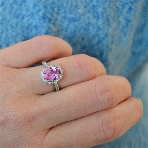 Pink Sapphire Halo Ring In 18k White Gold Anpé Atelier Cph