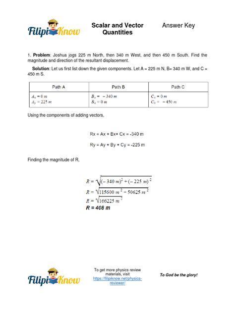 Scalar And Vector Quantities Answer Key Pdf Euclidean Vector