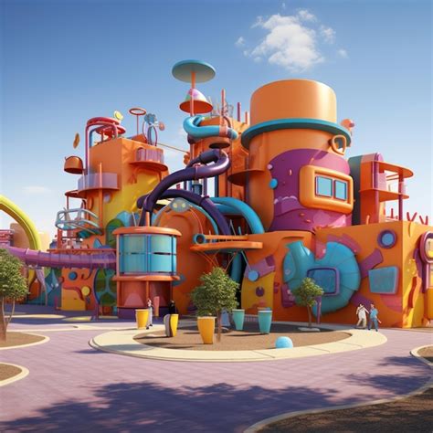 Premium Ai Image A Colorful Building With Trees And A Circular Walkway