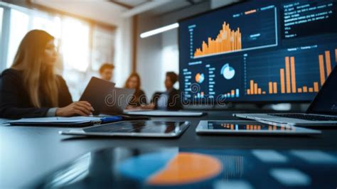 Collaborative Workspace With Modern Office Environment And Data Analysis Stock Image Image Of