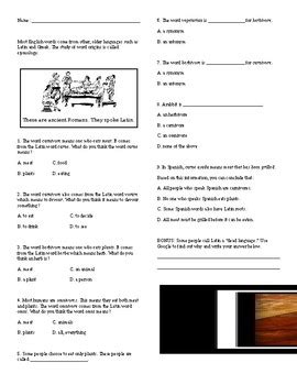 Etymology Worksheet By Miss Noels Educational Resources Tpt